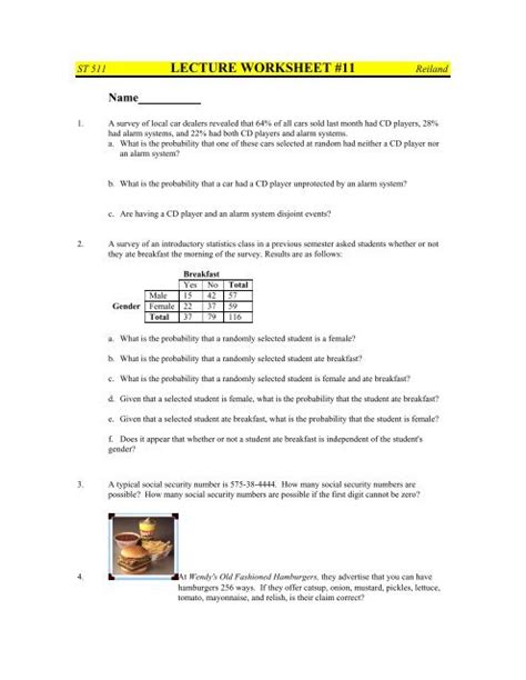Lecture Worksheet 11 Ncsu Statistics