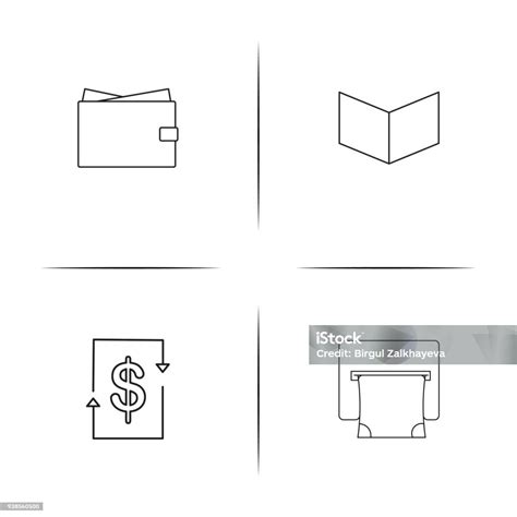 은행 금융 및 돈을 간단한 선형 아이콘 설정 합니다 개요 벡터 아이콘 0명에 대한 스톡 벡터 아트 및 기타 이미지 0명 디자인 벡터 Istock