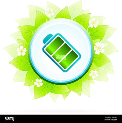 Battery Symbol With Leaves And Flowers Stock Vector Image And Art Alamy
