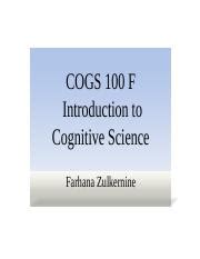 COGS Course Outline Pdf COGS F Introduction To Cognitive Science Farhana Zulkernine