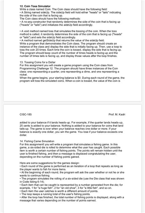 Solved 12 Coin Toss Simulator Write A Class Named Coin The