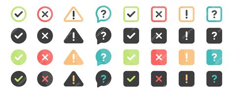 Premium Vector Tick Cross Exclamation Mark Question Mark Icons