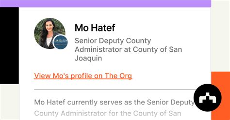 Mo Hatef Senior Deputy County Administrator At County Of San Joaquin The Org