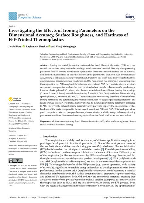 Pdf Investigating The Effects Of Ironing Parameters On The