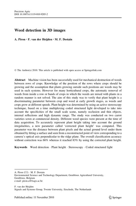 PDF Weed Detection In D Images