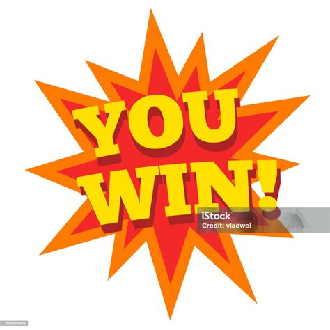 당신은 게임 기호 또는 만화 유머 우승자 경쟁 벡터 평면 만화 이미지로 폭발 폭발에 텍스트 기호를 승리 Championship에 대한 스톡 벡터 아트 및 기타 이미지