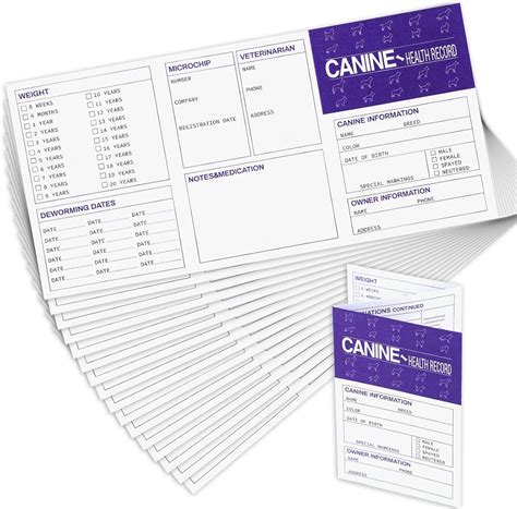 48 Pack Dog Vaccine Record Book Puppy Vaccination Record Card Foldable