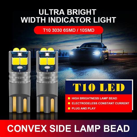 2pcs T10 Led Canbusหลอดไฟ610smd 3030 12v 6000kสีขาว194 168รถแผนที่