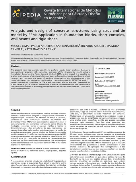 X 2019 Artigo Analysis And Design Of Concrete Structures Using Strut And Tie Model By