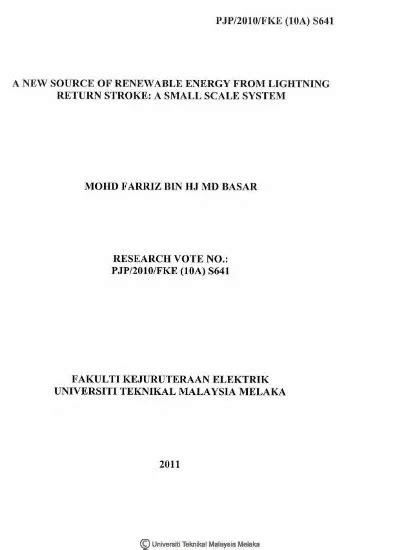 A New Source Of Renewable Energy From Lightning Return Stroke A Small Scale System