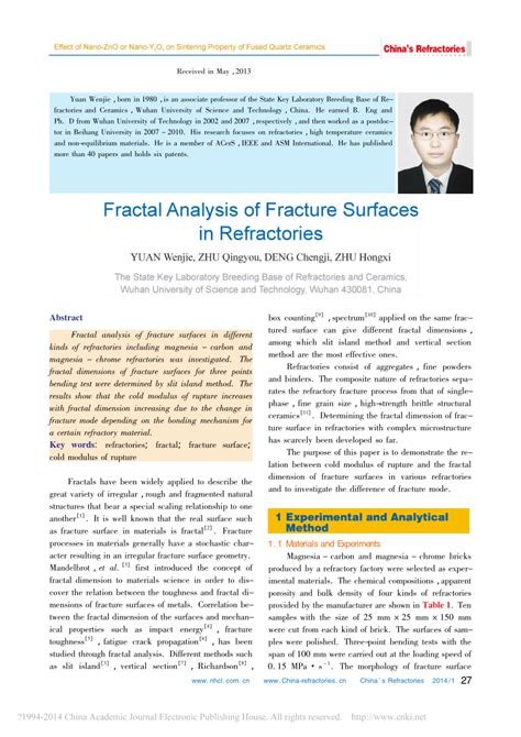Pdf Fractal Analysis Of Fracture Surfaces In Refractories