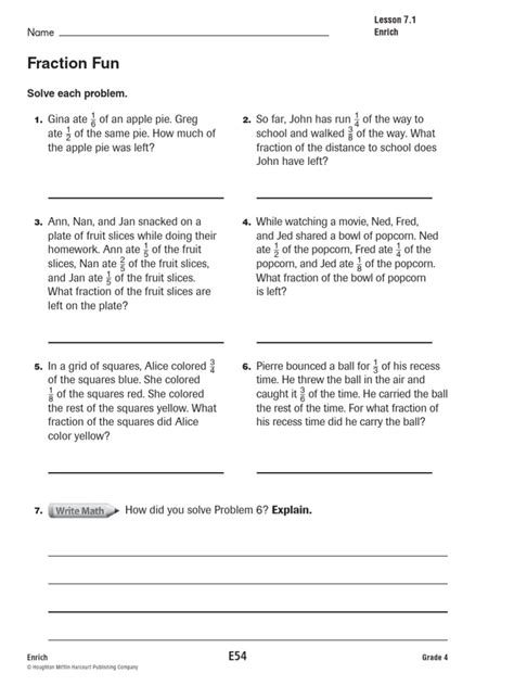 Chapter 7 Parts Of The Whole Add And Subtract Pdf Arithmetic