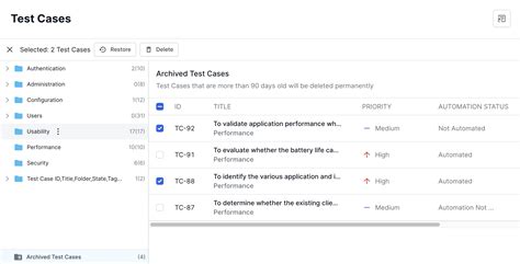 archive or restore test cases browserstack docs
