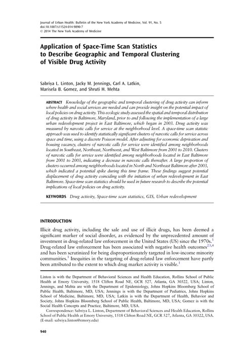 Pdf Application Of Space Time Scan Statistics To Describe Geographic