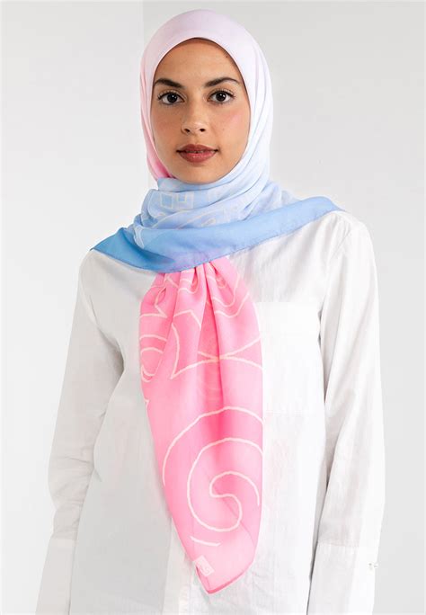 Tas Dual Design Scarf Pink Blue Cotton Voile Tom Abang Saufi Official Website
