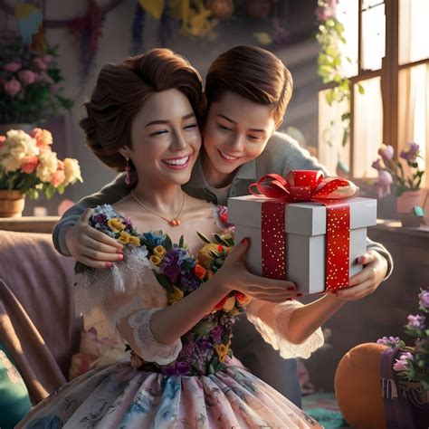 Premium Photo A Heartwarming 3d Render Of A Mother And Son Celebration