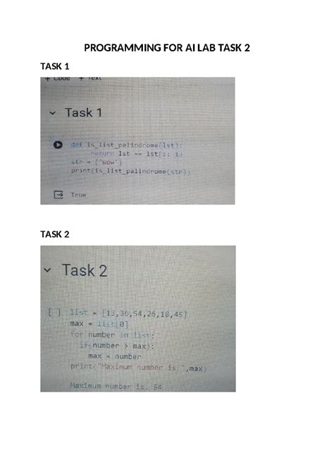 Programming For Ai Lab Task 2 Artificial Intelligence Programming