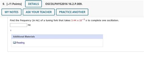 Solved Find The Frequency In Hz Of A Tuning Fork That Chegg Com