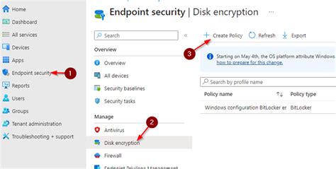 disk encryption bitlocker policy in intune endpoint security