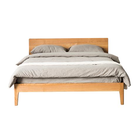 全实木主卧床家用简约北欧白蜡木日式原木色单人双人床可配床垫 虎窝淘