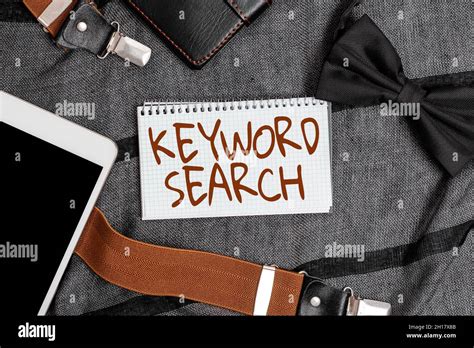 Hand Writing Sign Keyword Search Business Showcase Using Word Or Term To Look Correct Subject