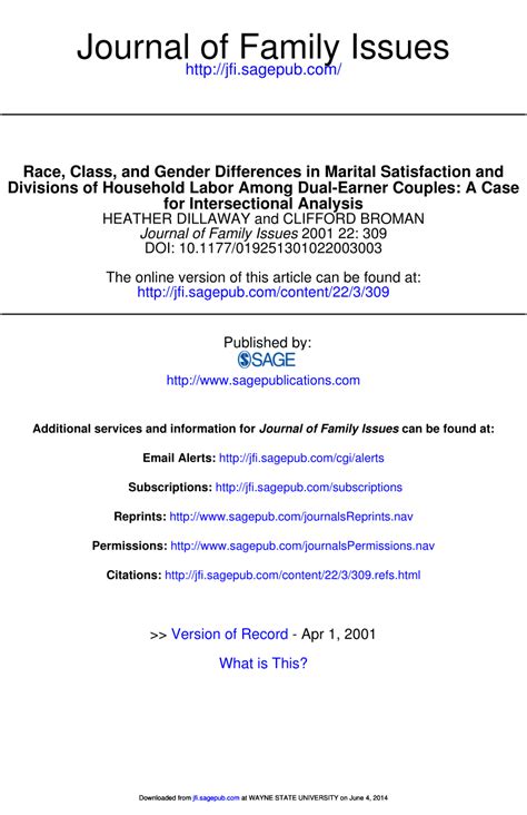 Pdf Race Class And Gender Differences In Marital Satisfaction And