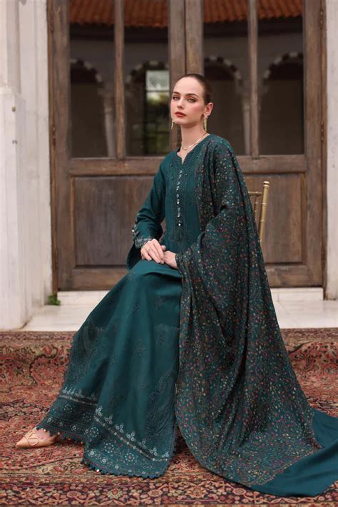 Saadia Asad Noor Winter Pashmina Shawls 2025 Teal Empress House