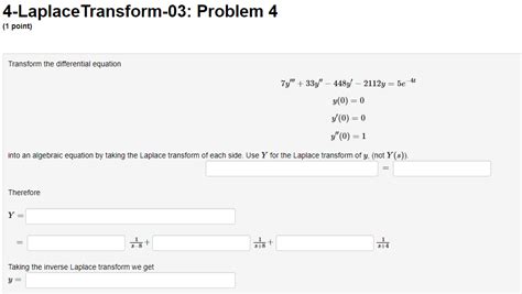 Solved LaplaceTransform Problem Point Transform Chegg