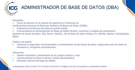 Guate Empleos It Administrador De Base De Datos Dba