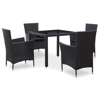 Vidaxl 5 Piece Patio Dining Set Poly Rattan Black Bed Bath And Beyond