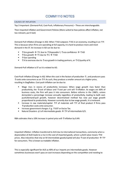 Comm1110 Lecture 15 Part 2 Comm1110 Notes Causes Of Inflation Top 3