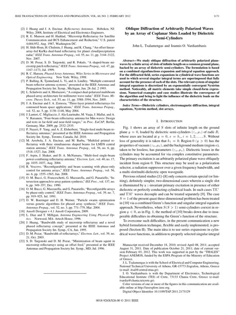 Pdf Oblique Diffraction Of Arbitrarily Polarized Waves By An Array Of Coplanar Slots Loaded By