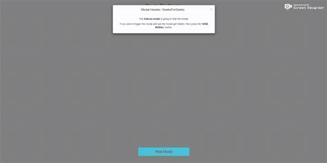 How To Hide Bootstrap Modal With Javascript Geeksforgeeks