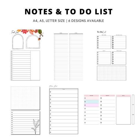 Printable Notes And To Do List Planner Pdf Notebook