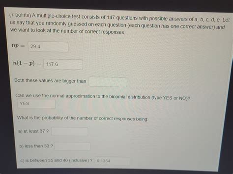 Solved A Multiple Choice Test Consists Of 147 ﻿questions