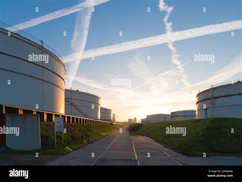Petrol Storage Tanks In Harbor Stock Photo Alamy