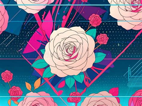 Abstract Universal Trendy Geometric Flower Rose Bitmap Dithering