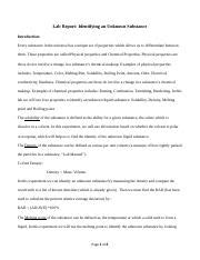 Lab 03 Report Identifying An Unknown Substance Docx Lab Report Identifying An Unknown
