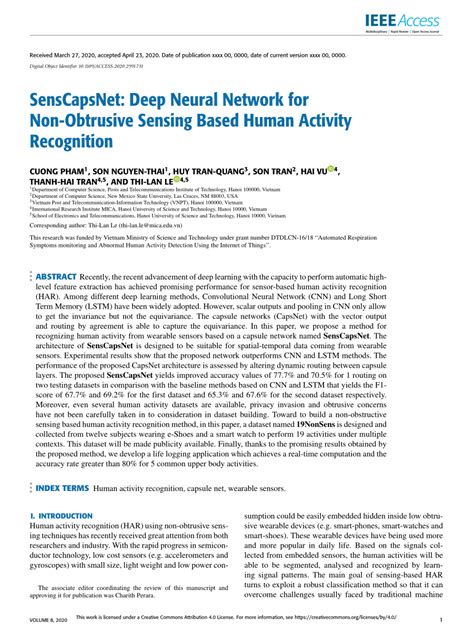 Pdf Senscapsnet Deep Neural Network For Non Obtrusive Sensing Based Human Activity Recognition