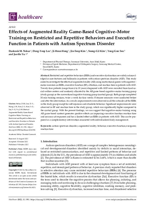 pdf effects of augmented reality game based cognitive motor training
