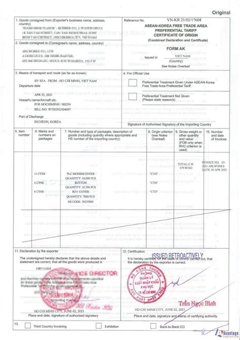 Tìm hiểu chi tiết về chứng nhận C O Form AK