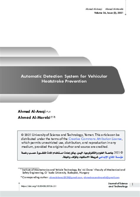 Pdf Automatic Detection System For Vehicular Heatstroke Prevention