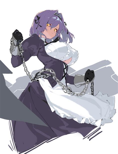 Safebooru 1girl Absurdres Apron Azur Lane Black Gloves Breasts Chain