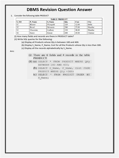 Dbms Revision Question With Answer Pdf