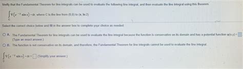 Solved Verify That The Fundamental Theorem For Line Chegg