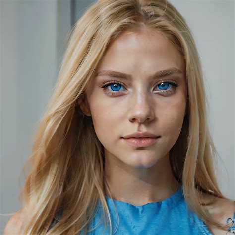 A Close Up Of A Woman With Blue Eyes And Blonde Hair Seaart Ai