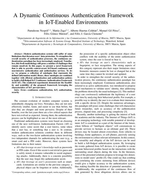 Félix Gómez Mármol A Dynamic Continuous Authentication Framework In