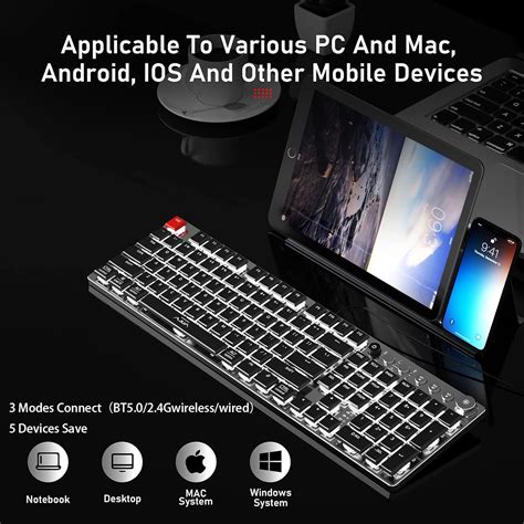 Buy SOLAKAKA Full Size Low Profile Mechanical Keyboard LED Backlit Wired Ghz Bluetooth