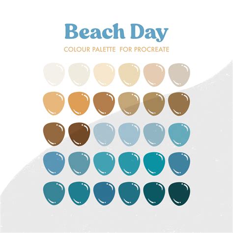 Beach Day Color Palette For Procreate Colours Swatches IPad Lettering Illustration