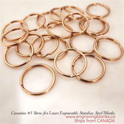 25 Pieces Rose Gold Split Key Rings Laser Engraving Blanks Canada